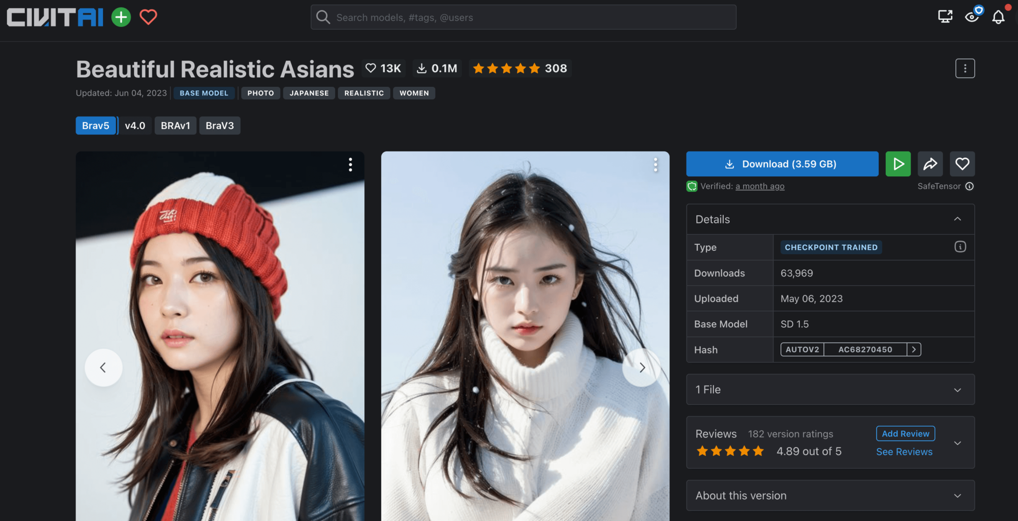 待望のBRAV7がリリース！Beautiful Realistic Asiansの新モデル・プロンプトなど